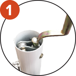 Tennis net posts in galvanised steel with winch system